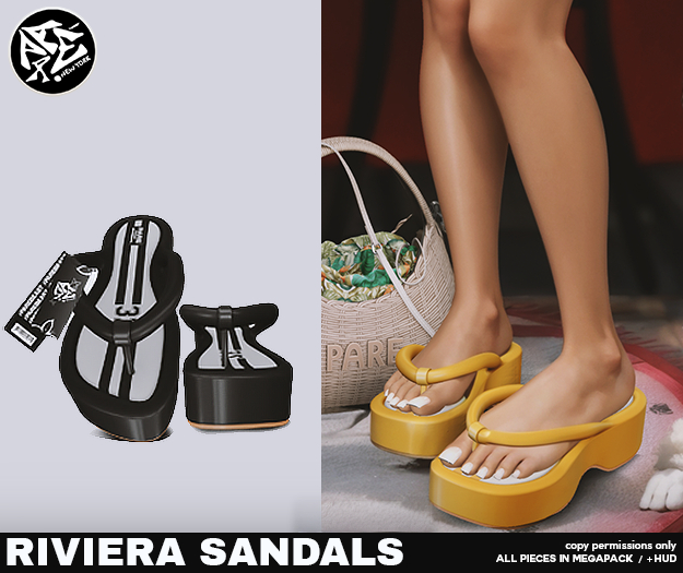 Second Life Marketplace - Pare.Riviera Platform Sandals - Onyx